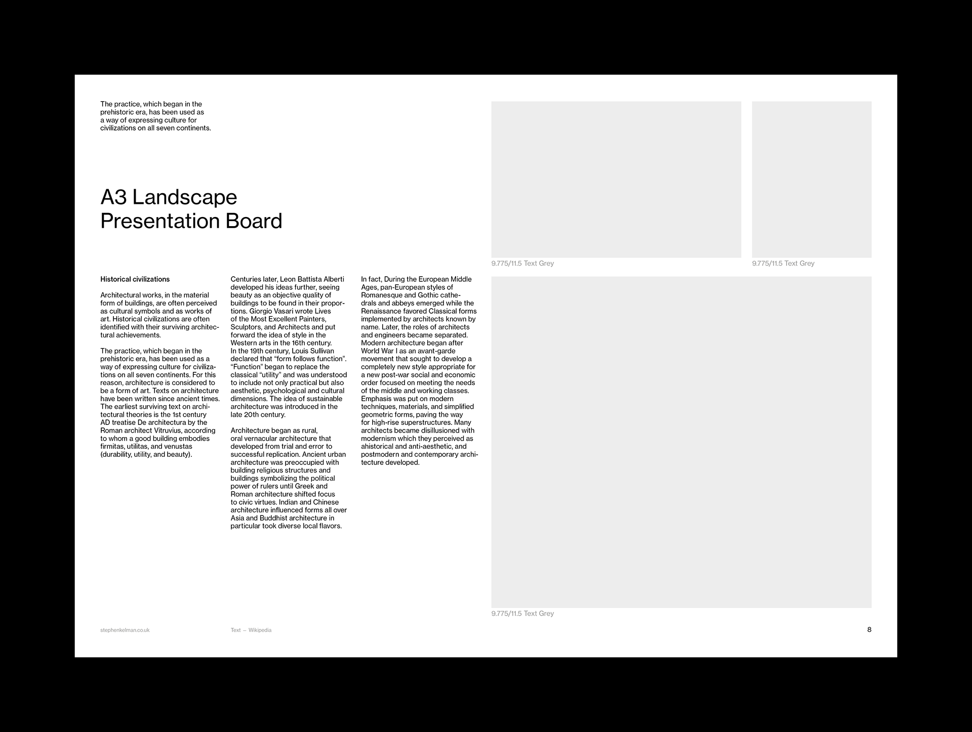 Stephen Kelman - A3 Presentation Grid System for InDesign | Landscape