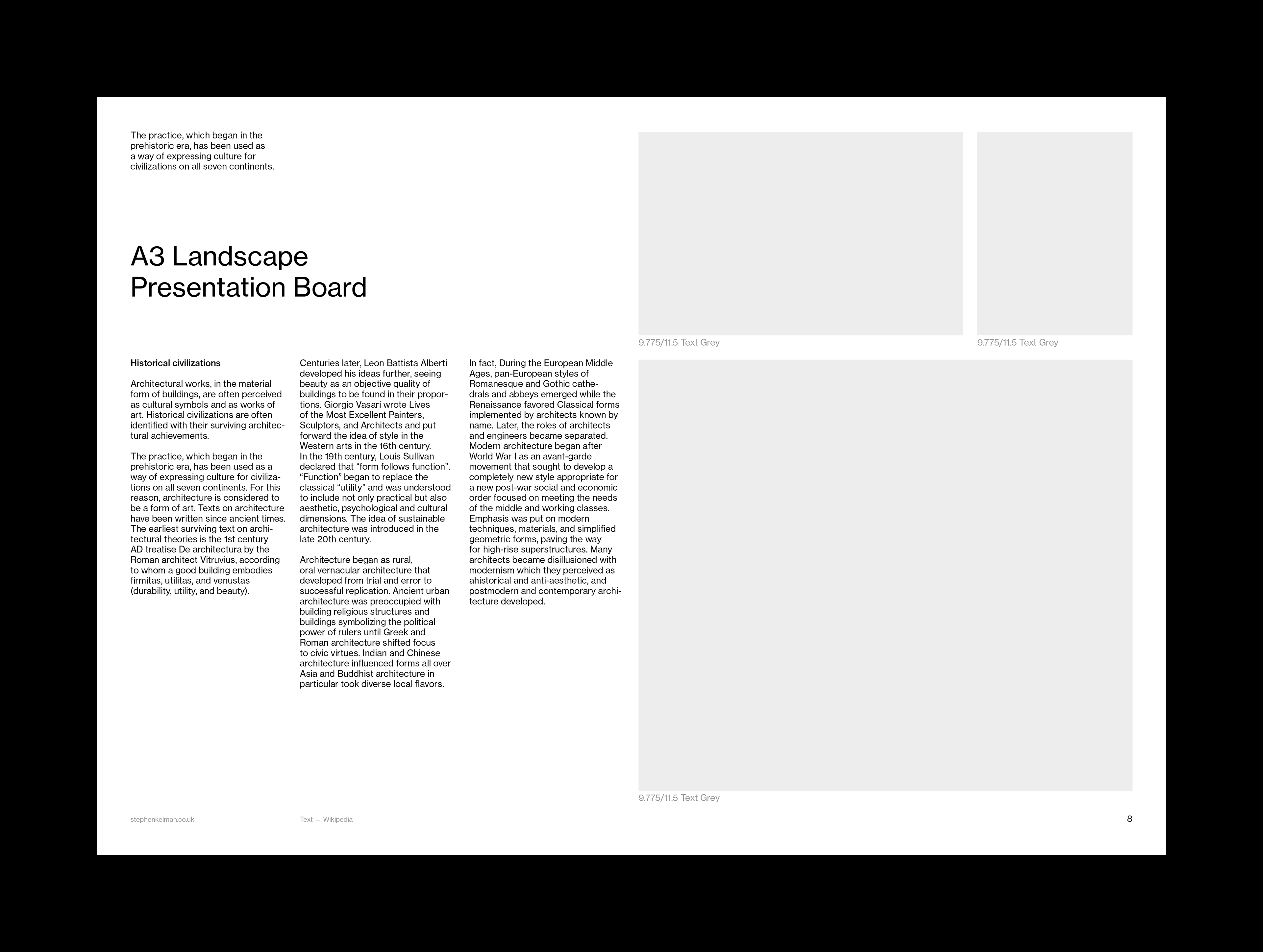 Stephen Kelman - A3 Presentation Grid System for InDesign | Landscape
