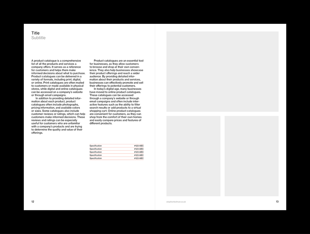 Stephen Kelman - A5 Catalogue Grid System for InDesign