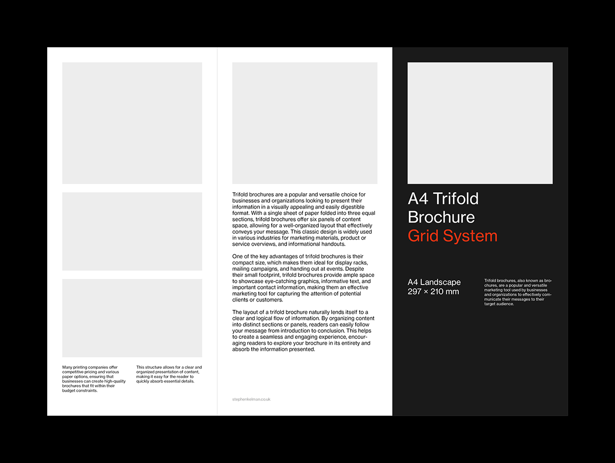 Stephen Kelman - A4 Trifold Brochure Grid System for InDesign