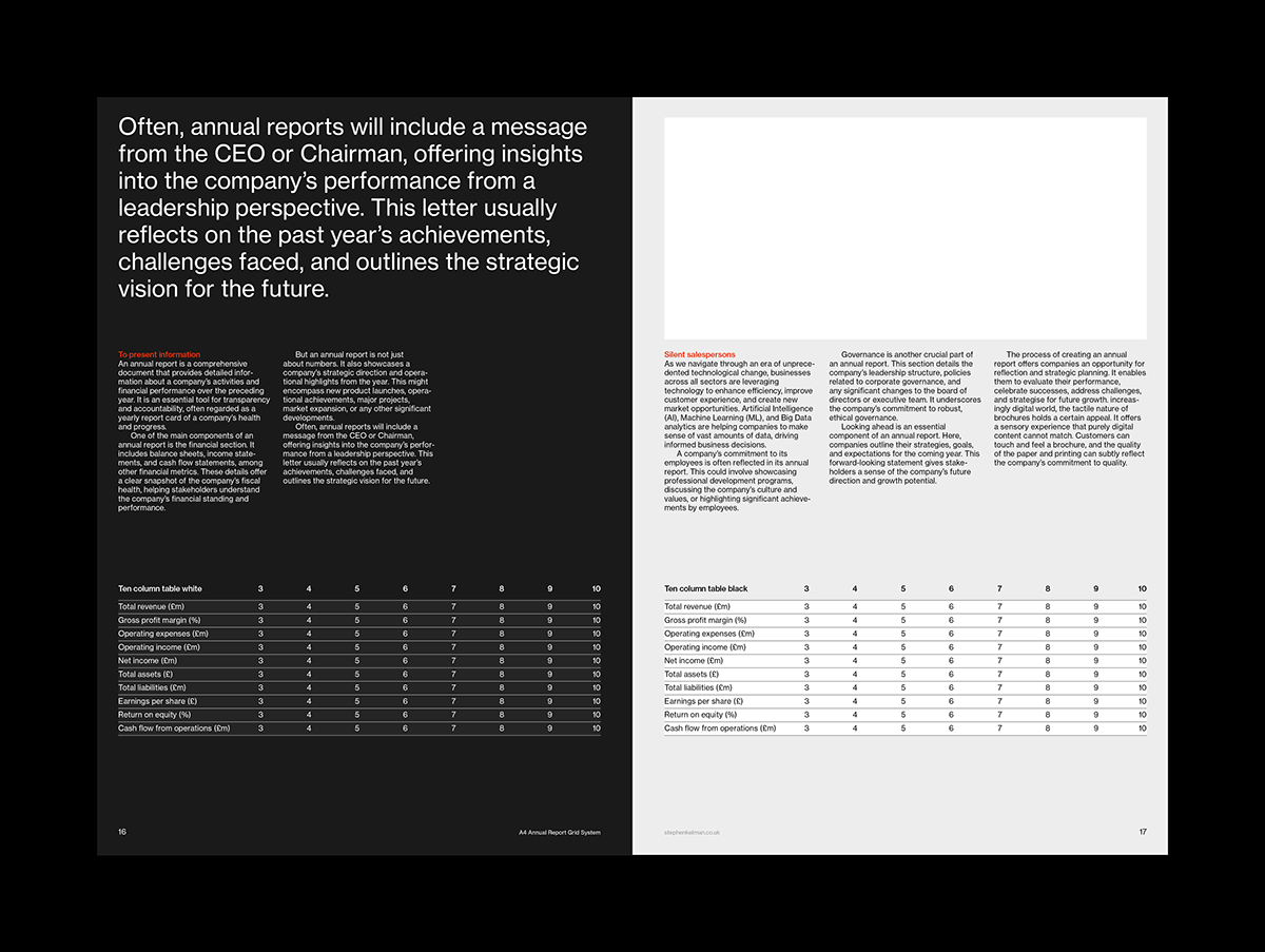 Stephen Kelman - A4 Annual Report Grid System for InDesign