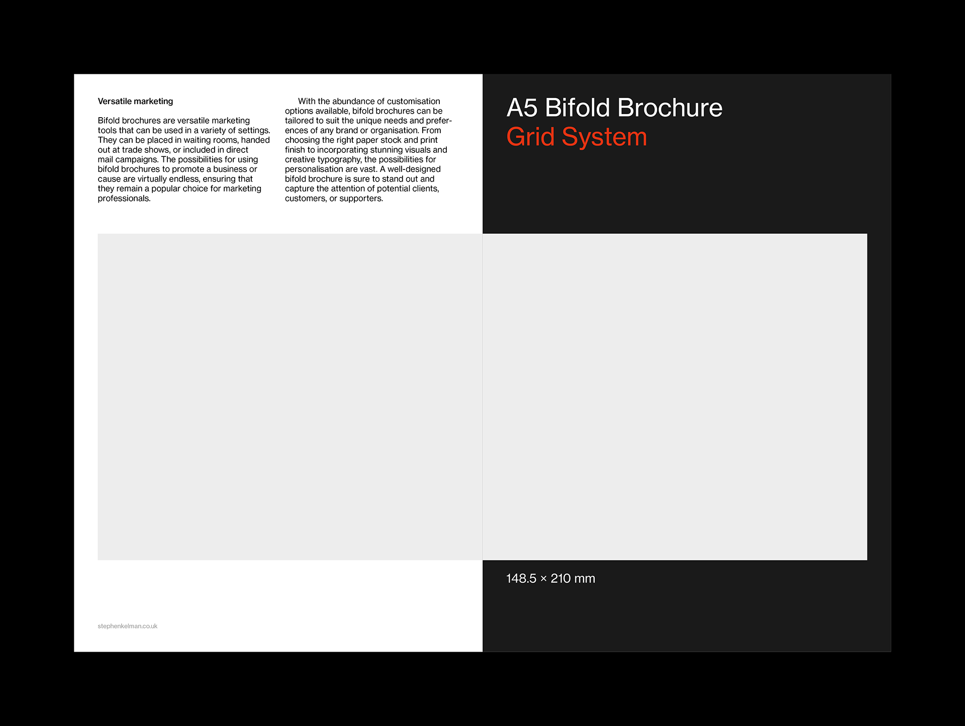 Stephen Kelman - A5 Bifold Brochure Grid System for InDesign