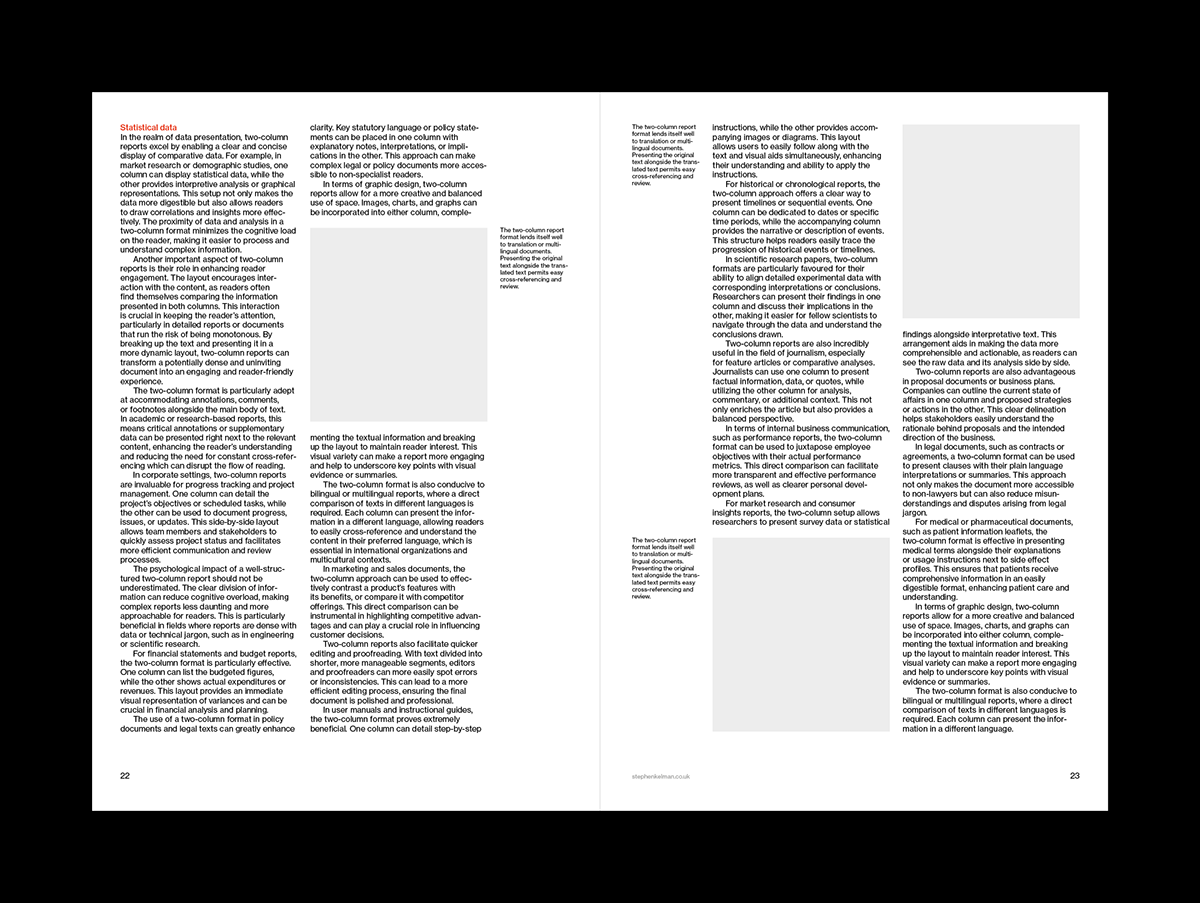 Stephen Kelman - A4 Two Column Report Grid System for InDesign