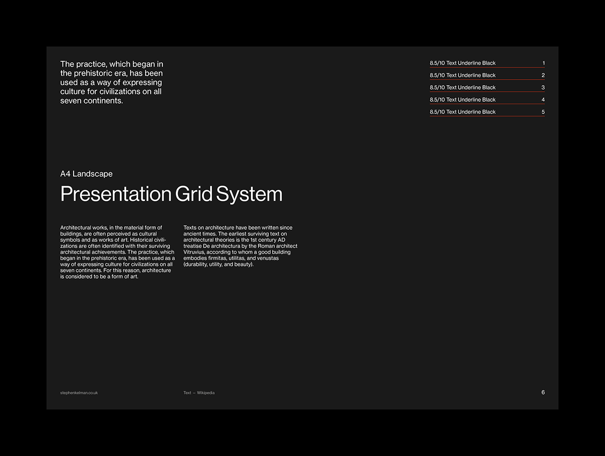 Stephen Kelman - A4 Presentation Grid System for InDesign