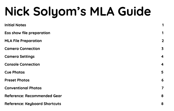 Nick Solyom Lighting Design - MLA Guide