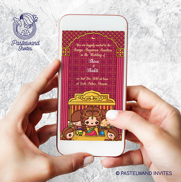 Pastelwand Studios - Cheery Couple Kanya Aagaman Invite
