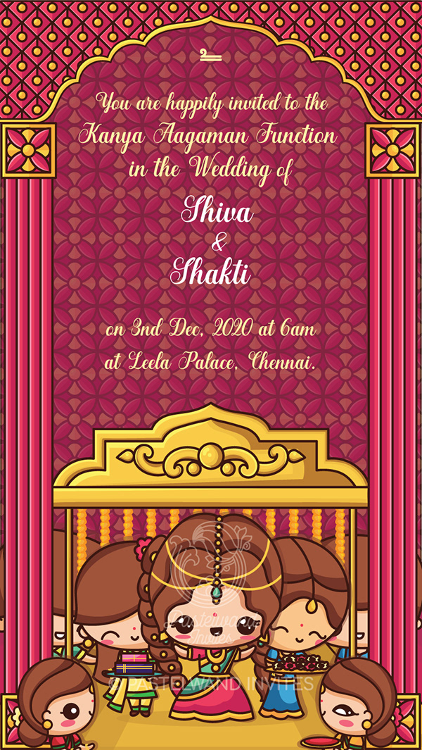Pastelwand Studios - Cheery Couple Kanya Aagaman Invite