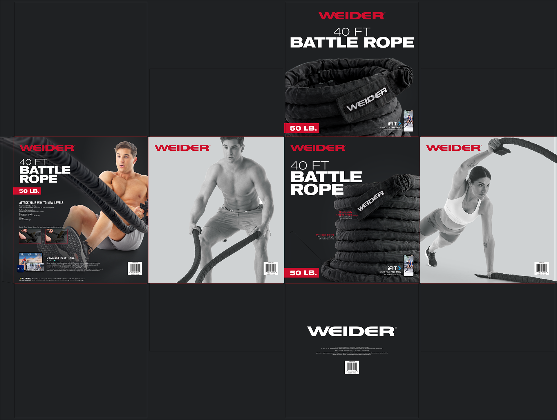 Contact Design Studios, LLC. - Weider Battle Rope Box Art Packaging Design