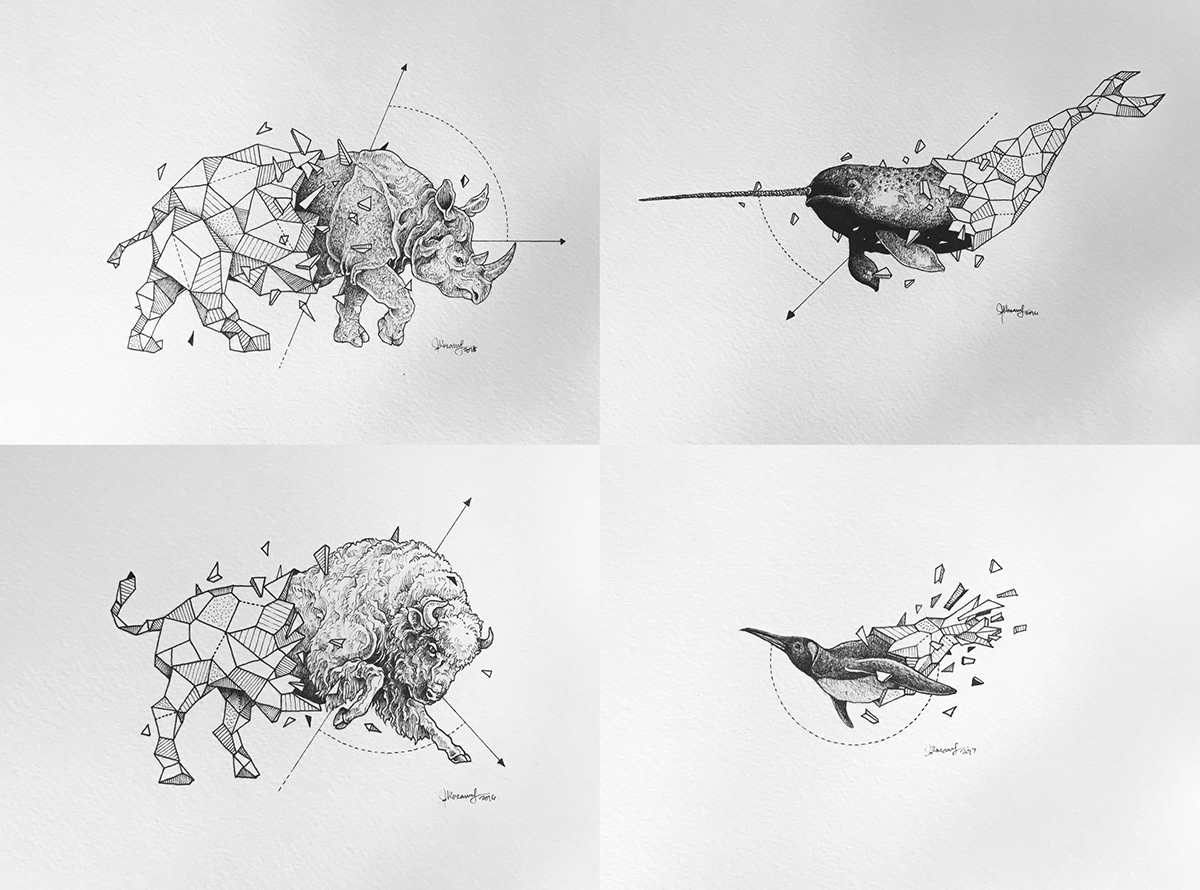 Kerby Rosanes : Illustrator : Portfolio - Geometric Beasts