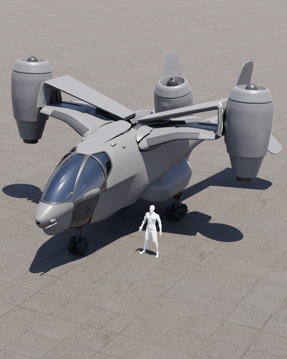 Taliesin River - Scifi VTOL Game-Ready Model (WIP)