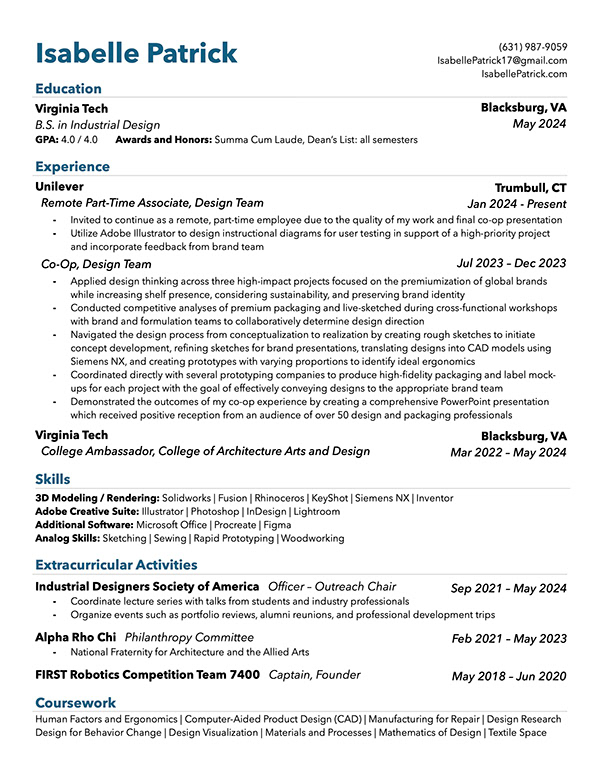 Isabelle Patrick Portfolio - Resume