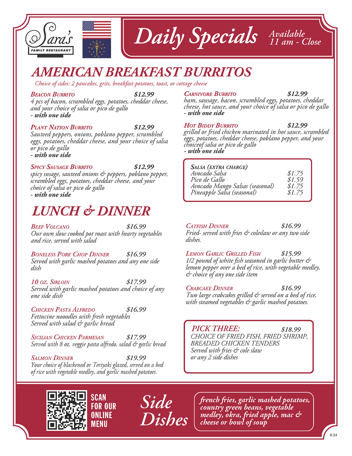 Sara's Family Restaurant - DAILY SPECIALS
