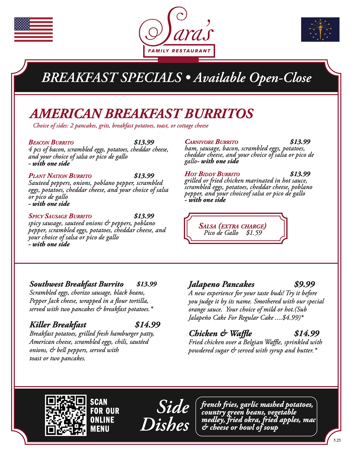Sara's Family Restaurant - DAILY SPECIALS