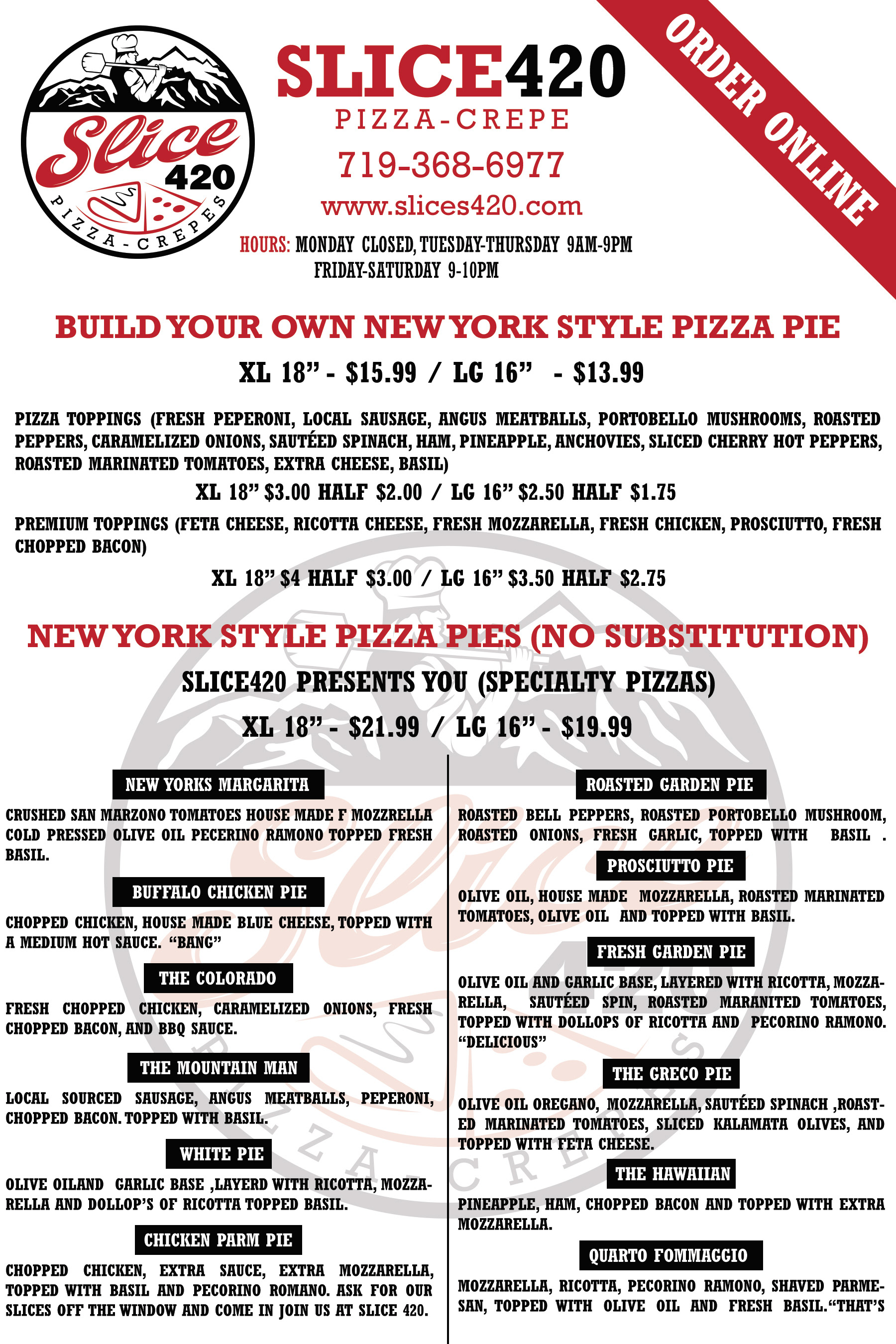 Janaka Vithanage - Graphic Design Portfolio - Menu Design for Slice420