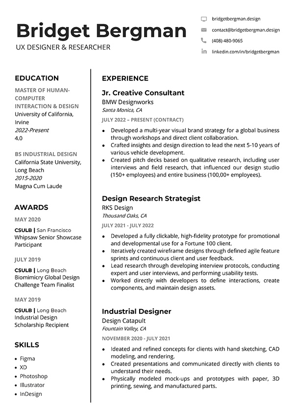 Bridget Bergman - Resume