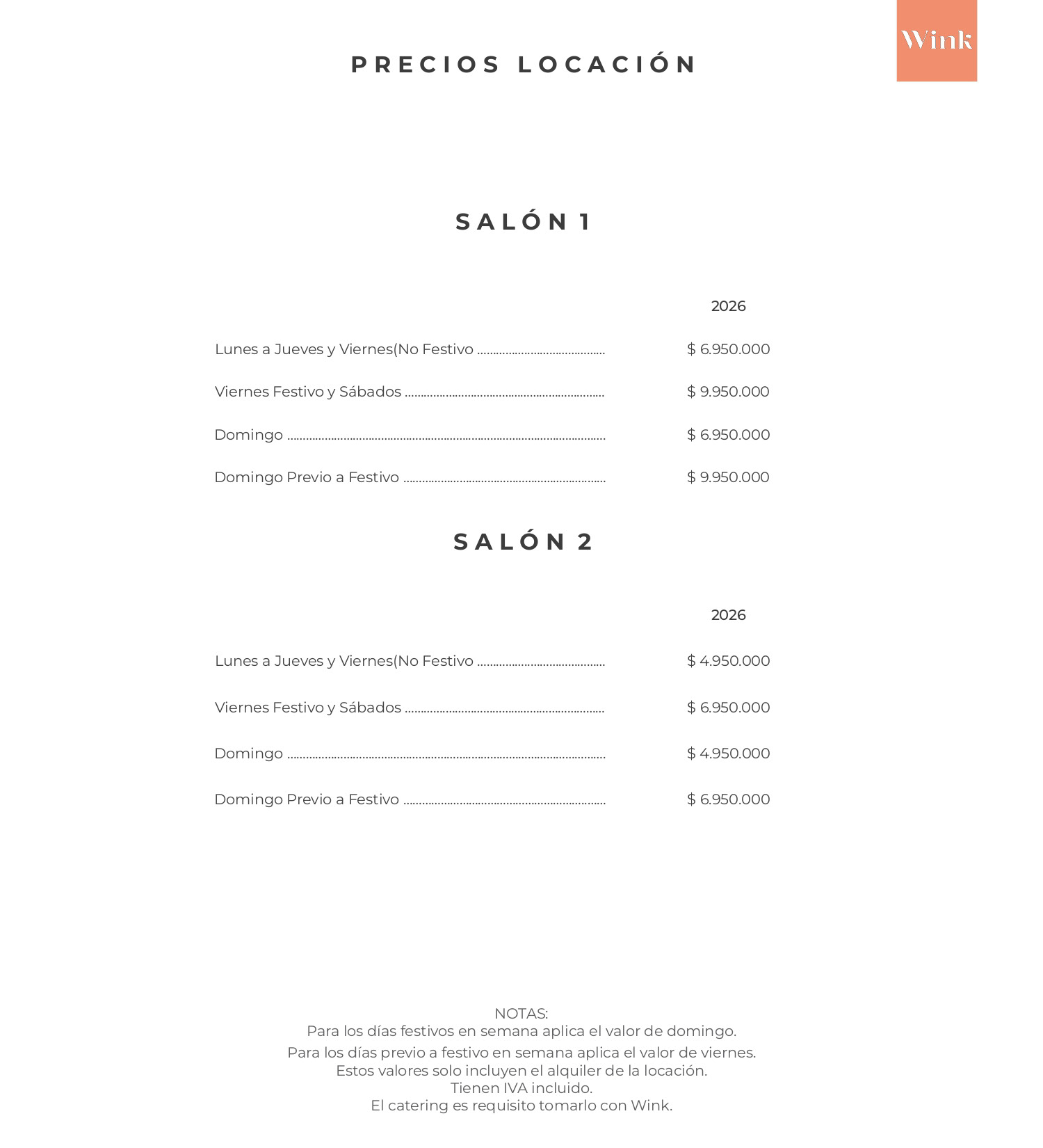 WINK Eventos - Locaciones Bogotá