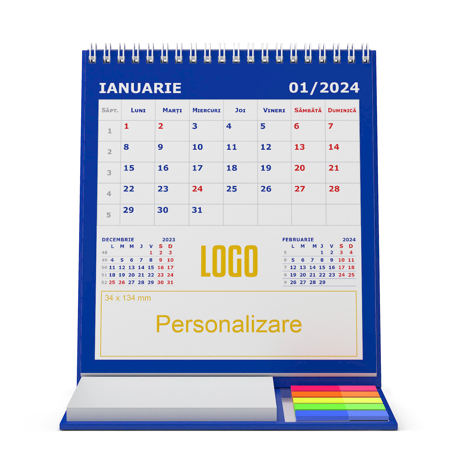 Calendare Personalizate - Calendar de birou cu notite Triptic 2 vertical