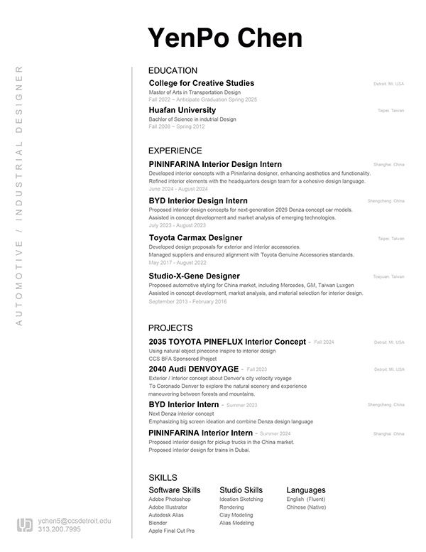 Yen-po Chen - Resume