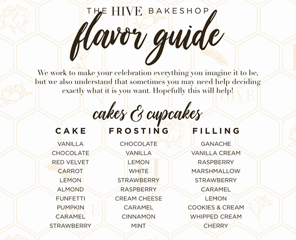 The Hive Bakeshop - Flavor List