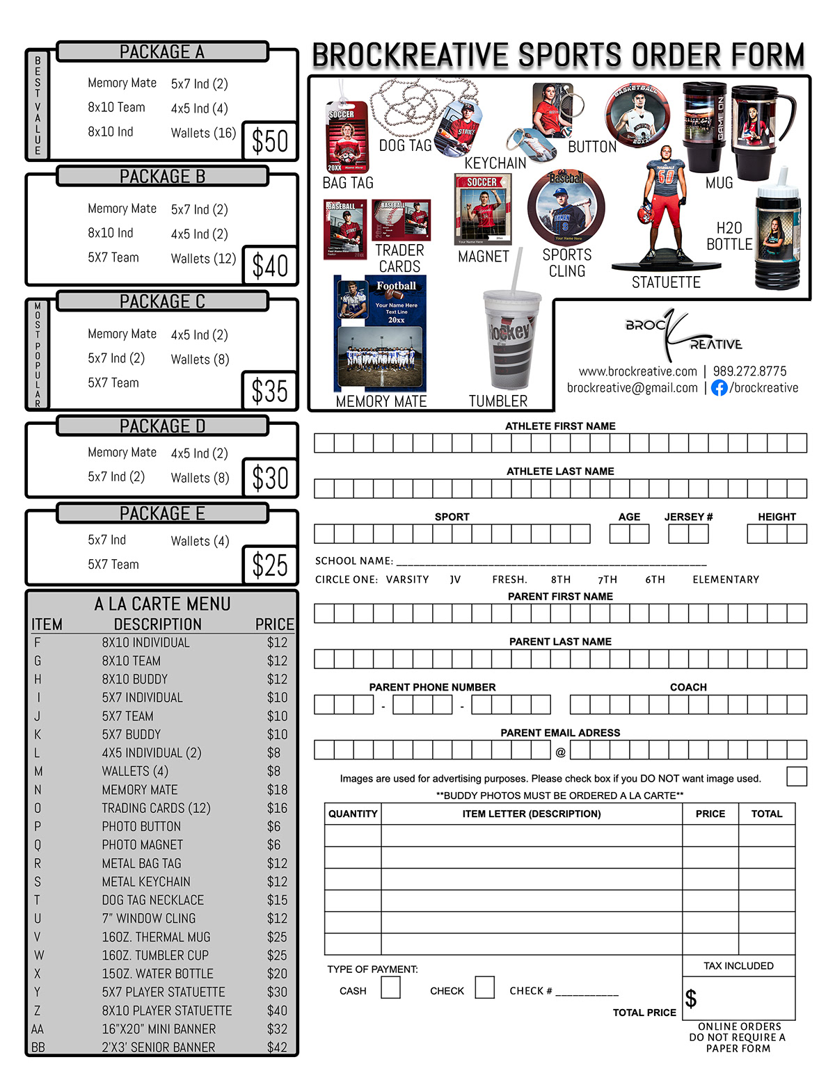 BrocKreative - SPORTS ORDER FORMS