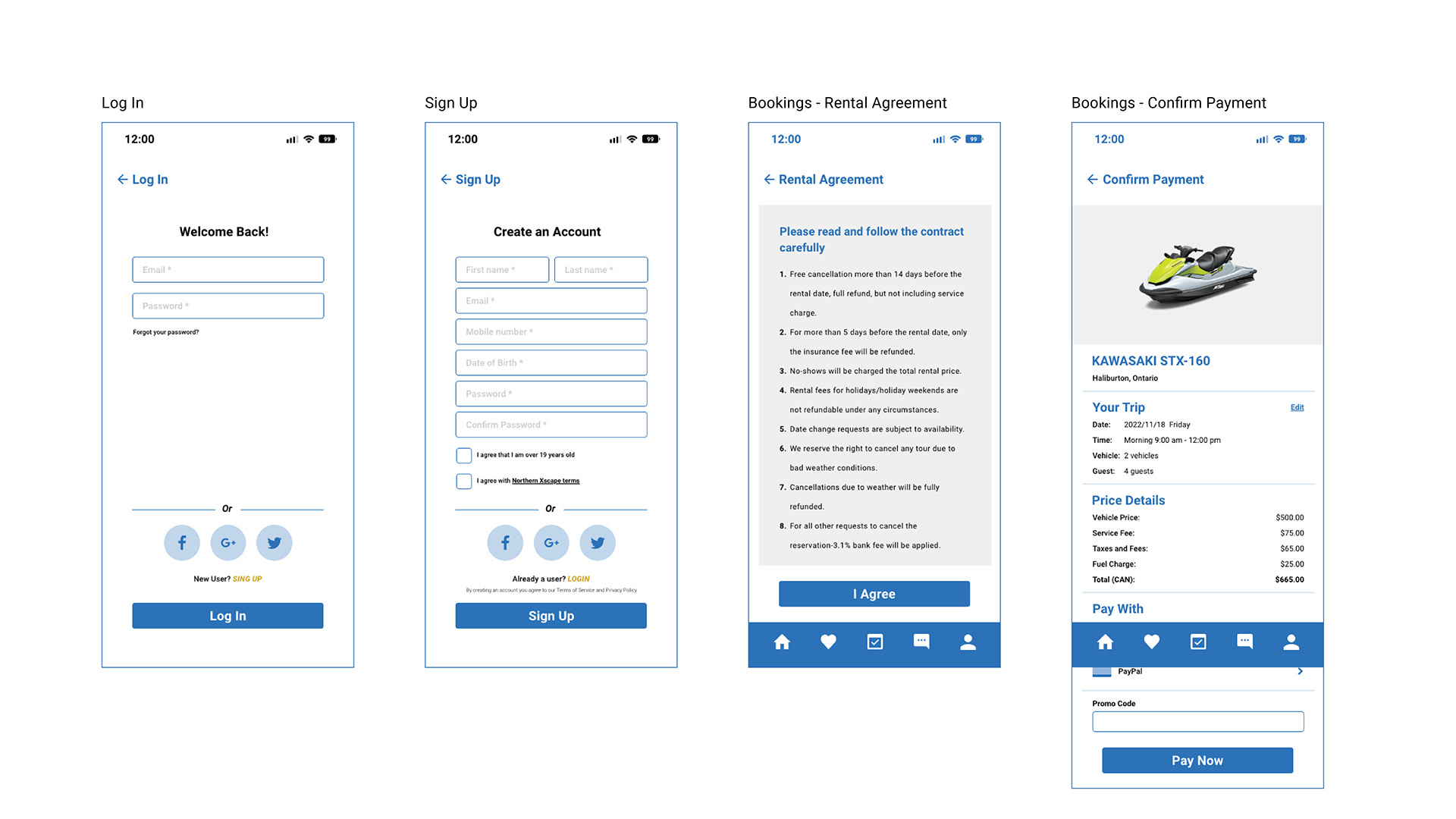 RUBY LIN | PORTFOLIO - UI/UX Design: Northern Xscape Rental App
