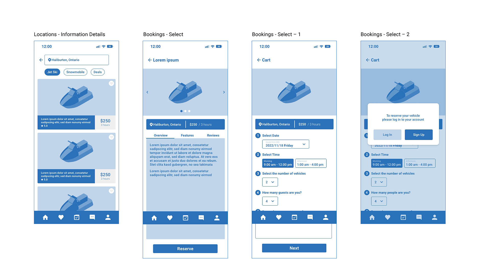 RUBY LIN | PORTFOLIO - UI/UX Design: Northern Xscape Rental App