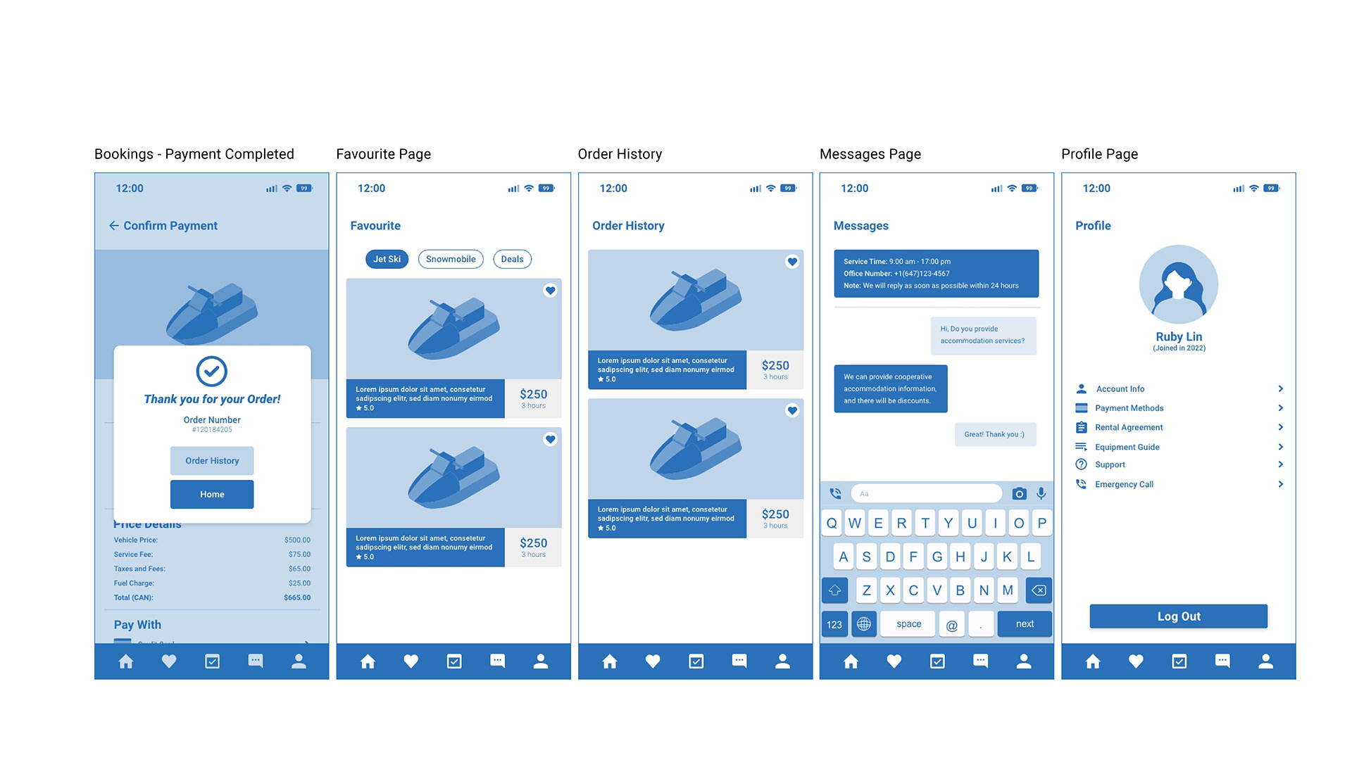 RUBY LIN | PORTFOLIO - UI/UX Design: Northern Xscape Rental App