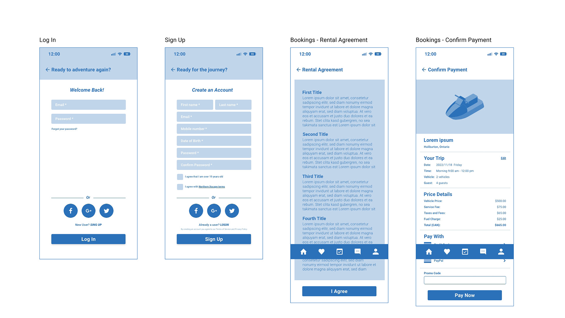 RUBY LIN | PORTFOLIO - UI/UX Design: Northern Xscape Rental App