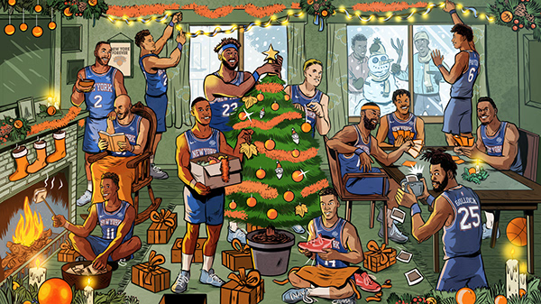 Rafa Alvarez Illustration - New York Knicks Holiday Illustrations