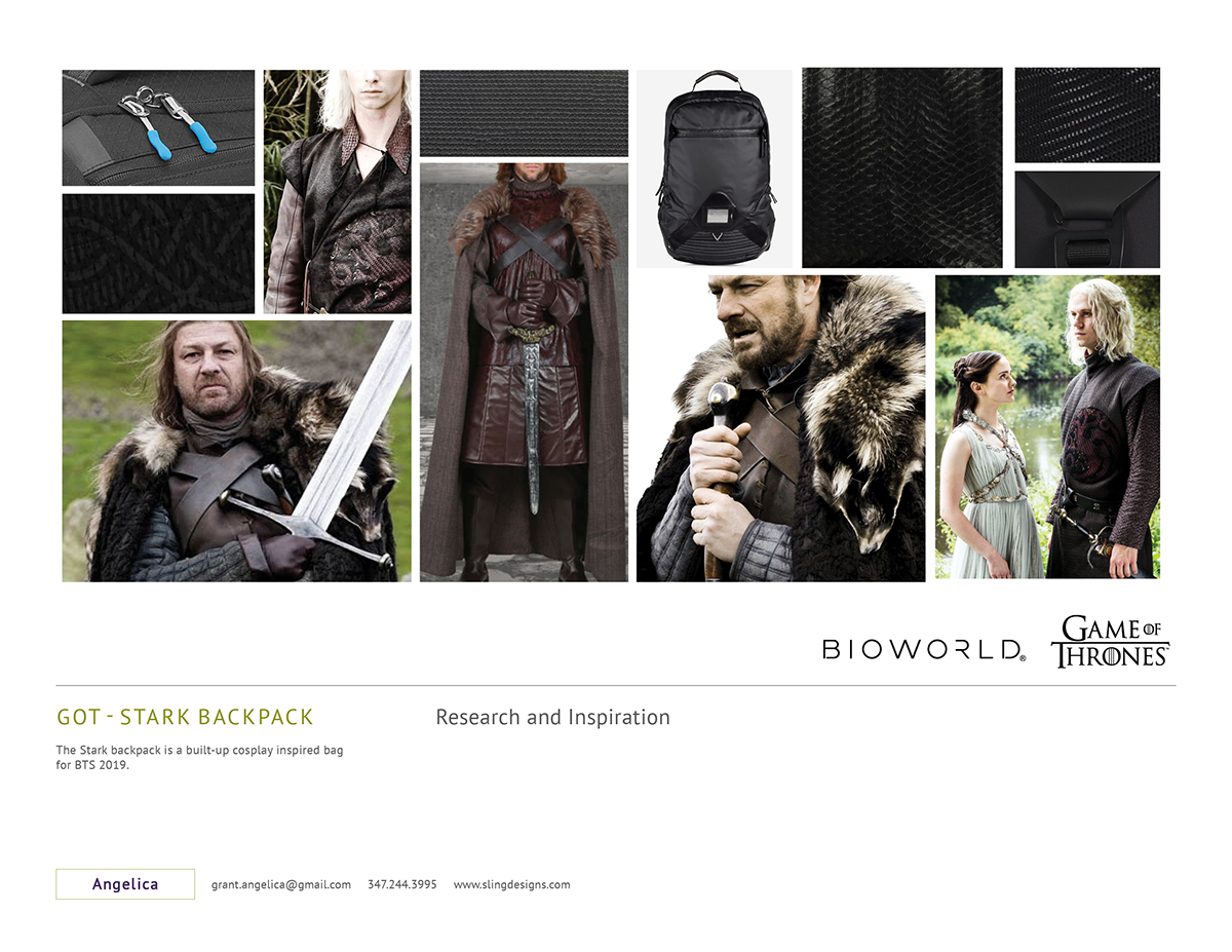 Angelica Grant's Portfolio - Game of Thrones, Stark Backpack