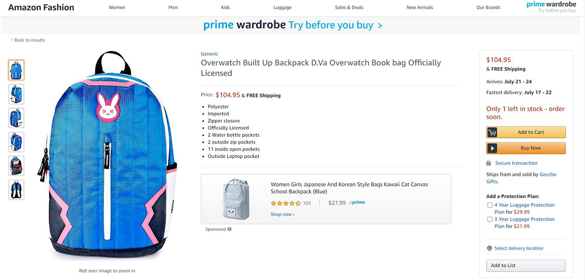 Angelica Grant's Portfolio - D.Va Overwatch Backpack