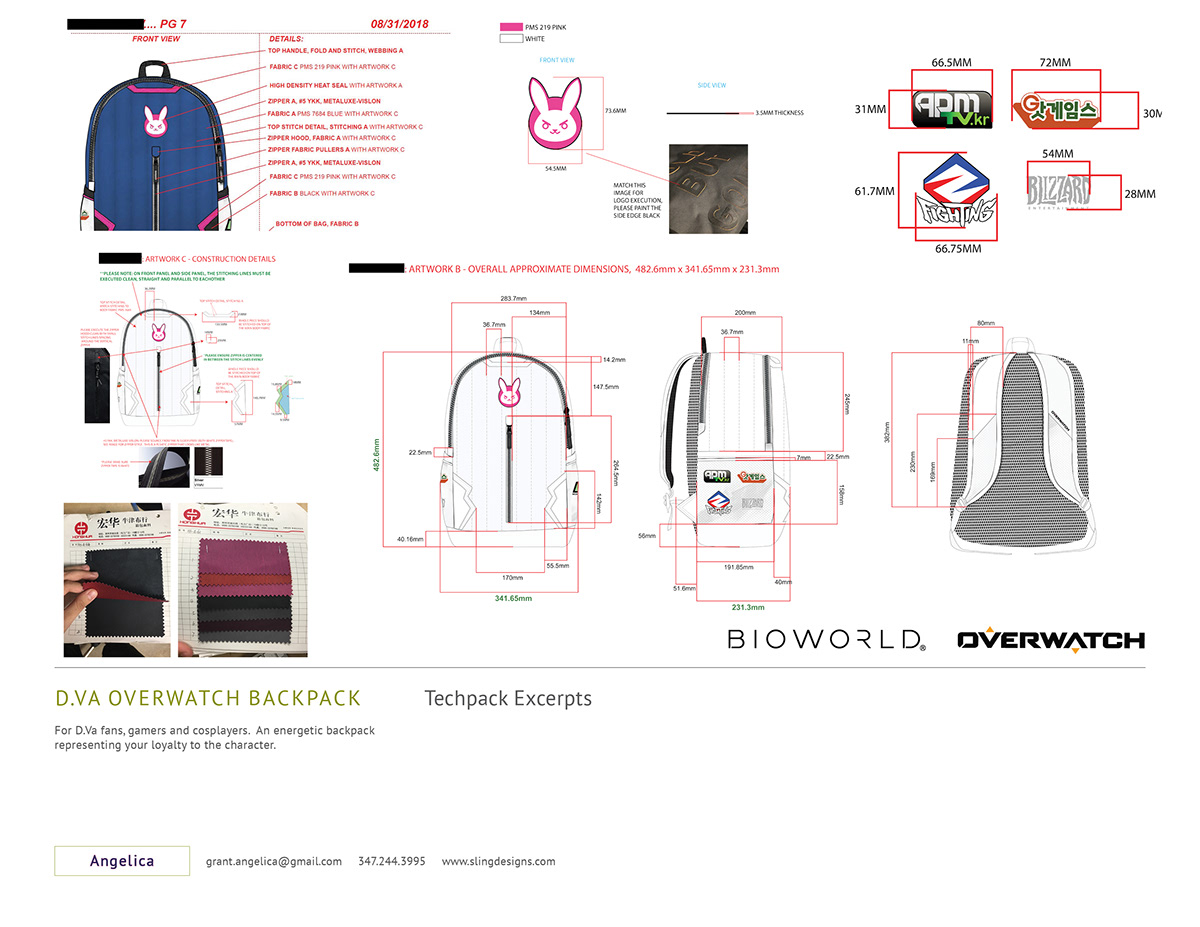 Angelica Grant's Portfolio - D.Va Overwatch Backpack
