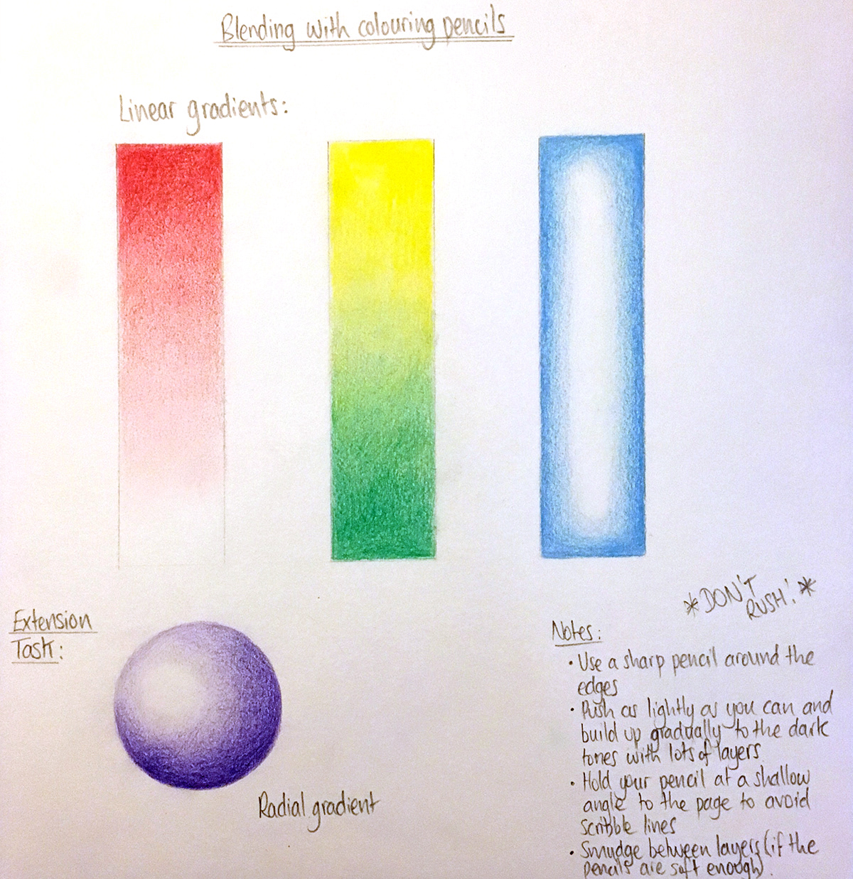 Kingsley Art - Blending Coloured Pencils