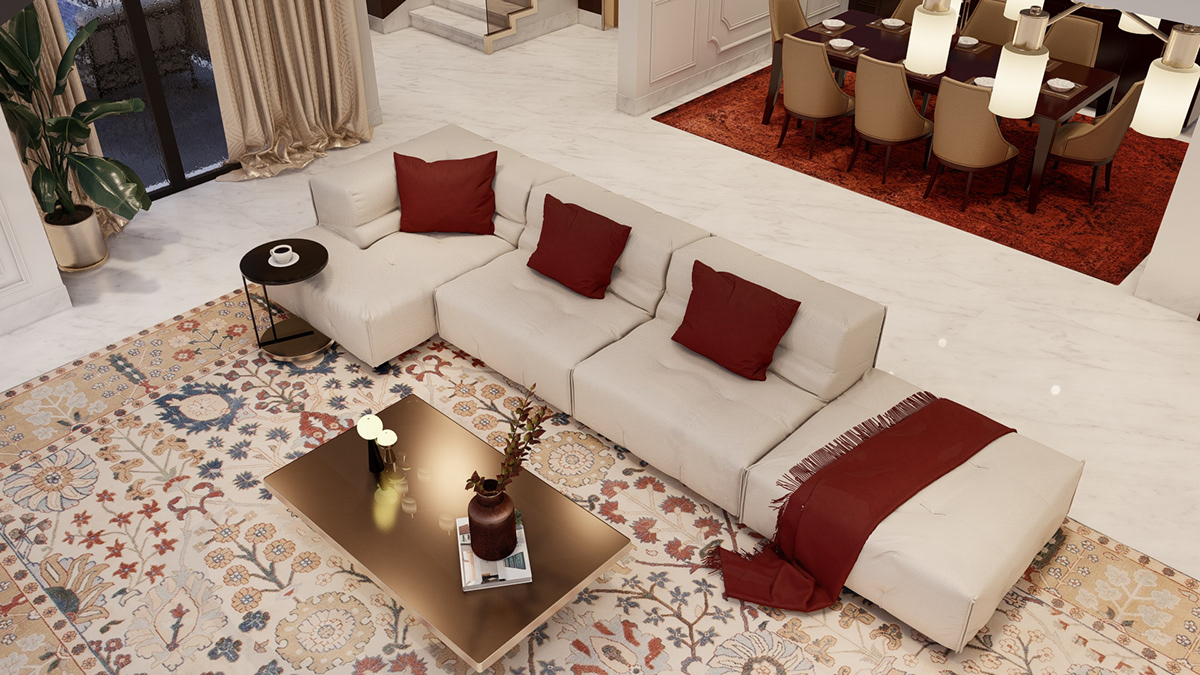EHAB MAHMOUD STUDIO - Reddish Neo-Classic Villa interior design