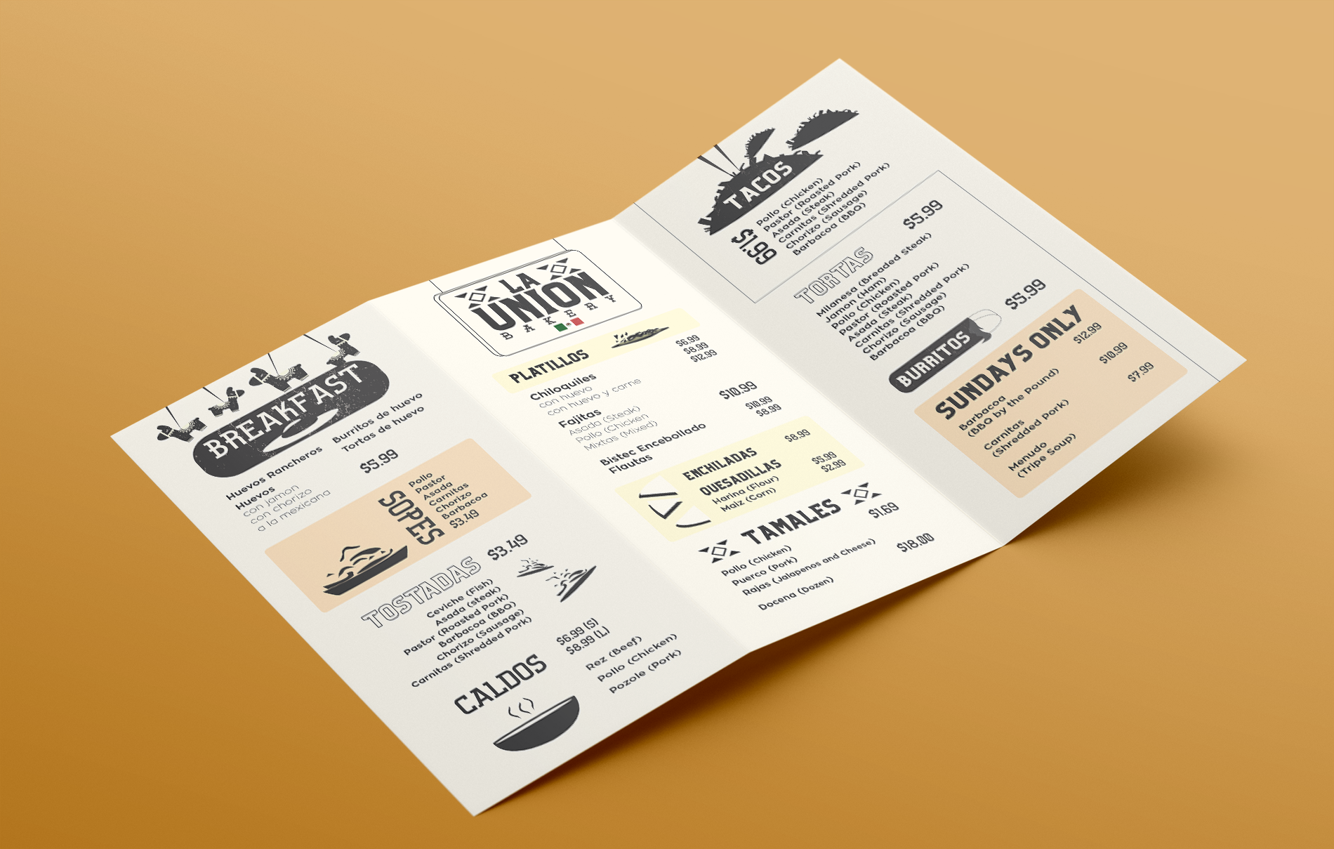 Matthew Molinas - La Union Bakery – Menu Design