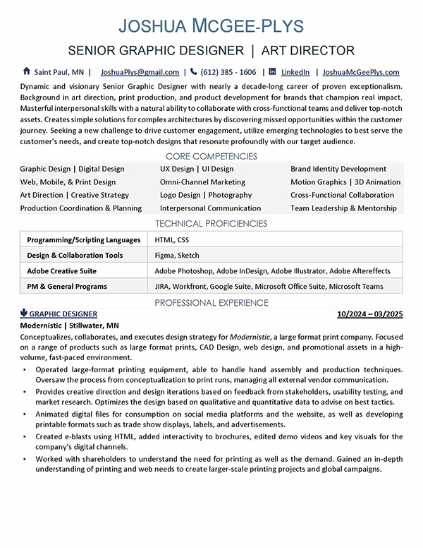 Joshua McGee-Plys' Portfolio Site - Resume