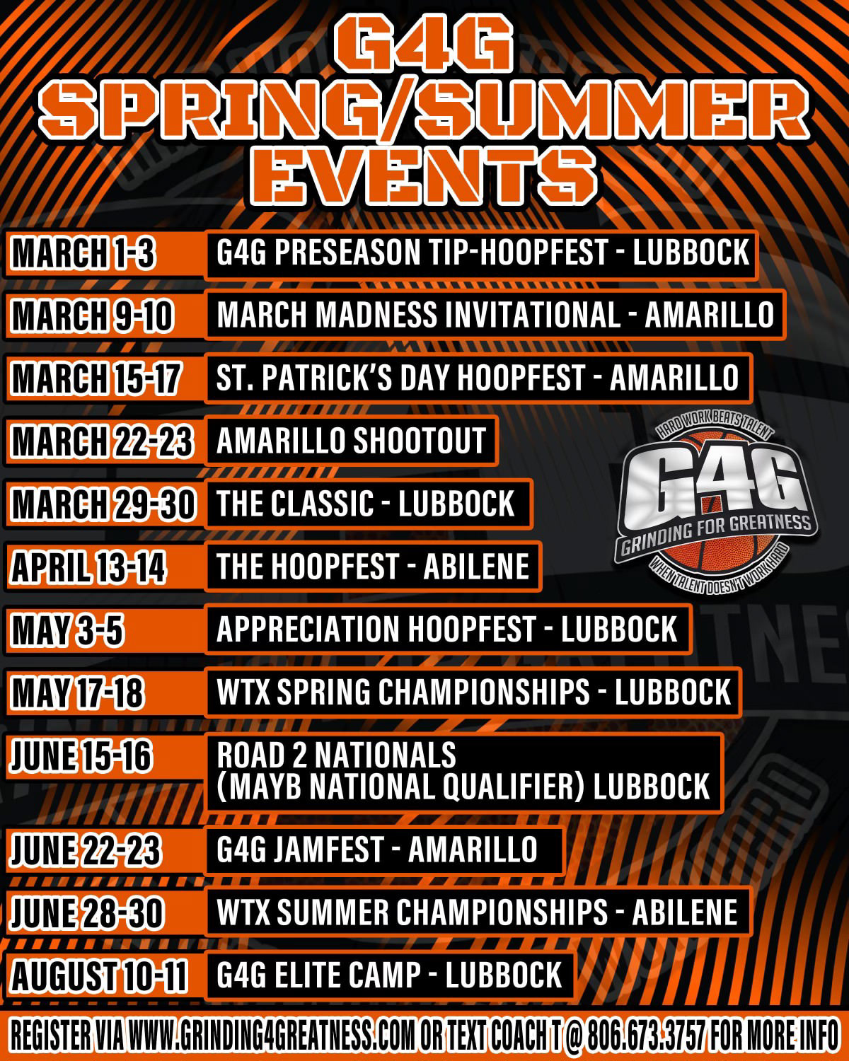 Grinding 4 Greatness - Upcoming events