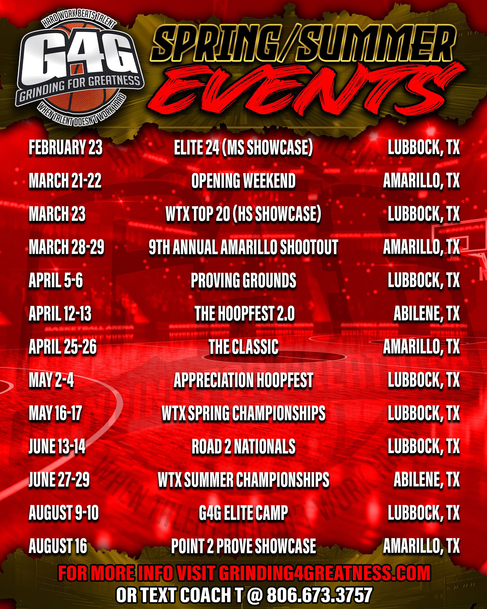 Grinding 4 Greatness - Upcoming events