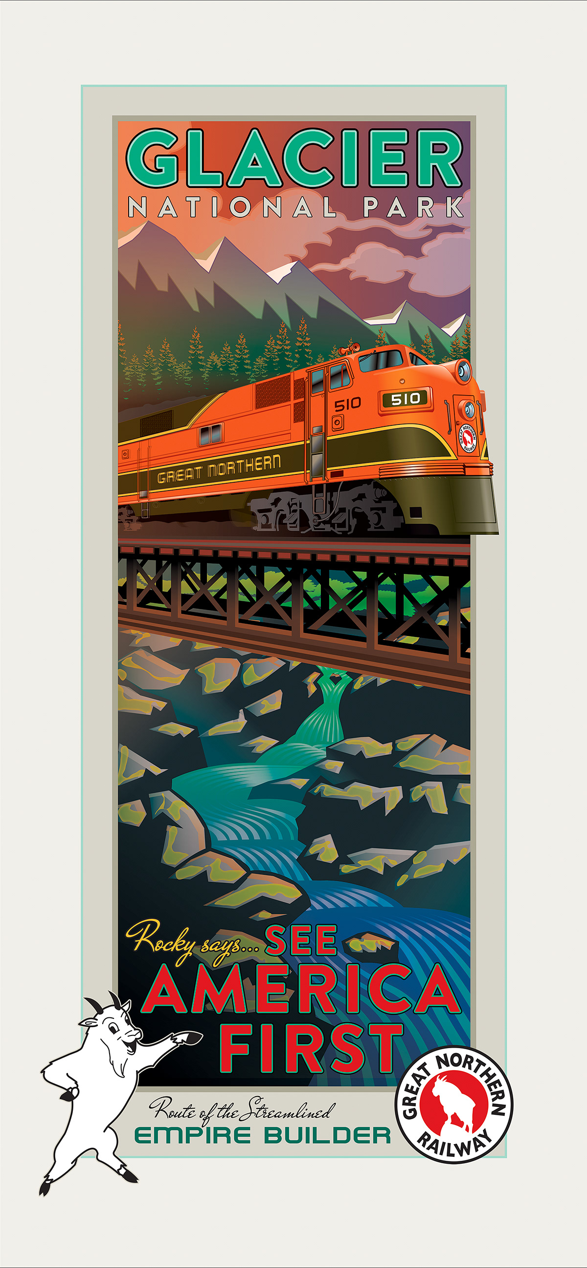 David Hoyt - See America First - Glacier Park Poster