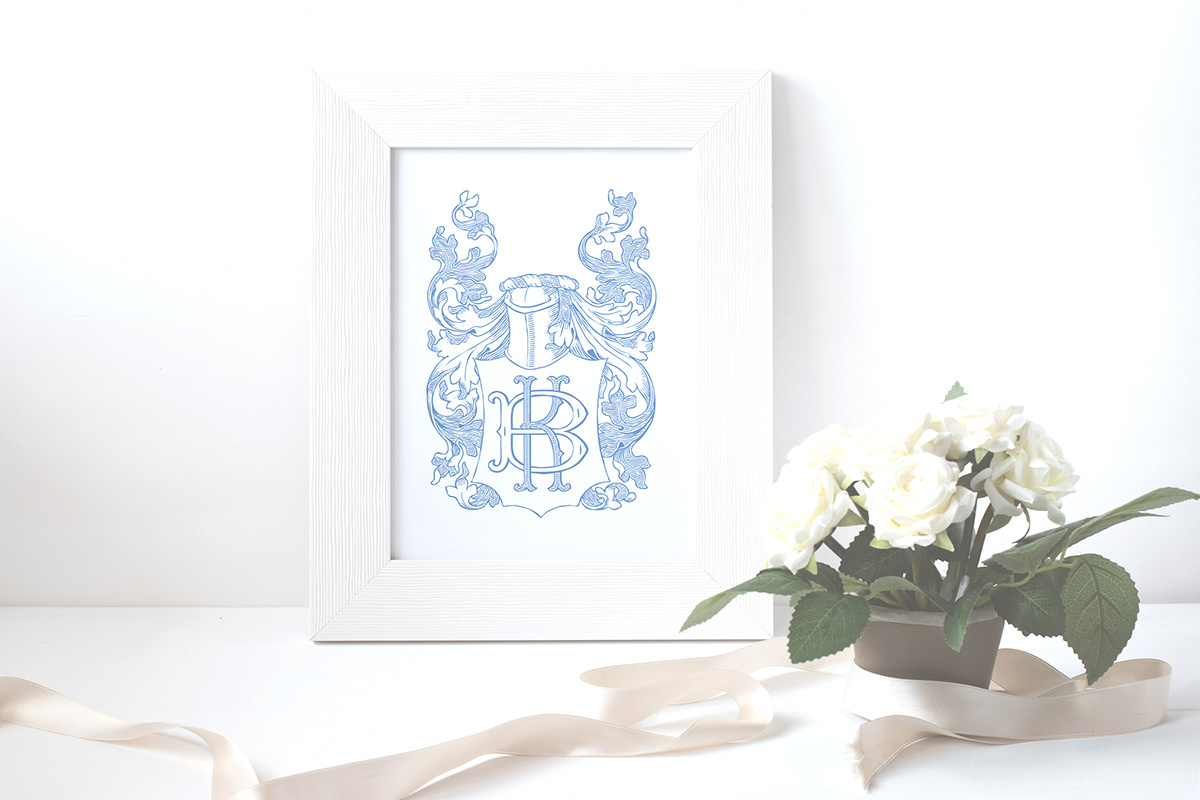Hand painted family crests by Jamie Hansen - Monogram crest