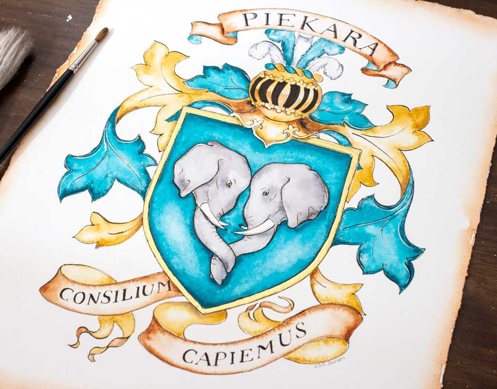 Hand painted family crests by Jamie Hansen - Eaton Family Crest