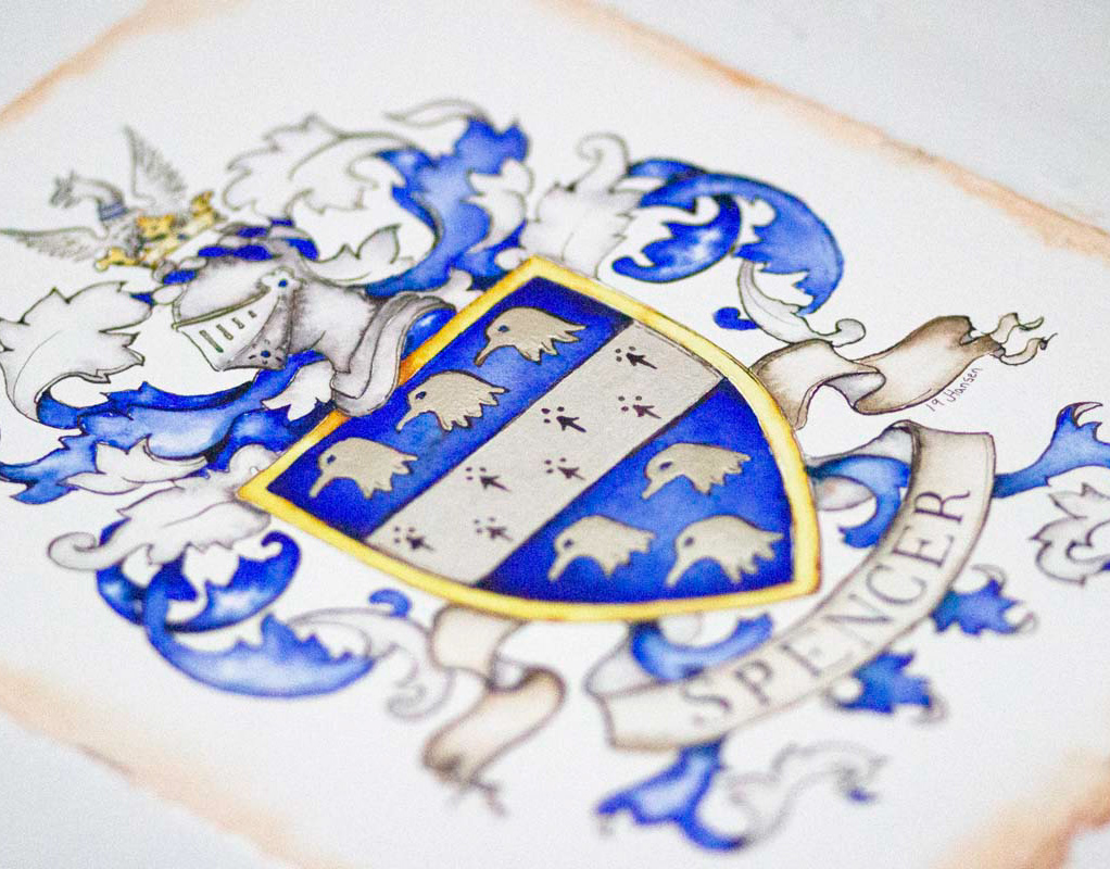 Hand painted family crests by Jamie Hansen - Hope Faith Courage Crest