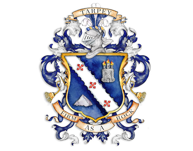 Hand painted family crests by Jamie Hansen - Barr Family Crest