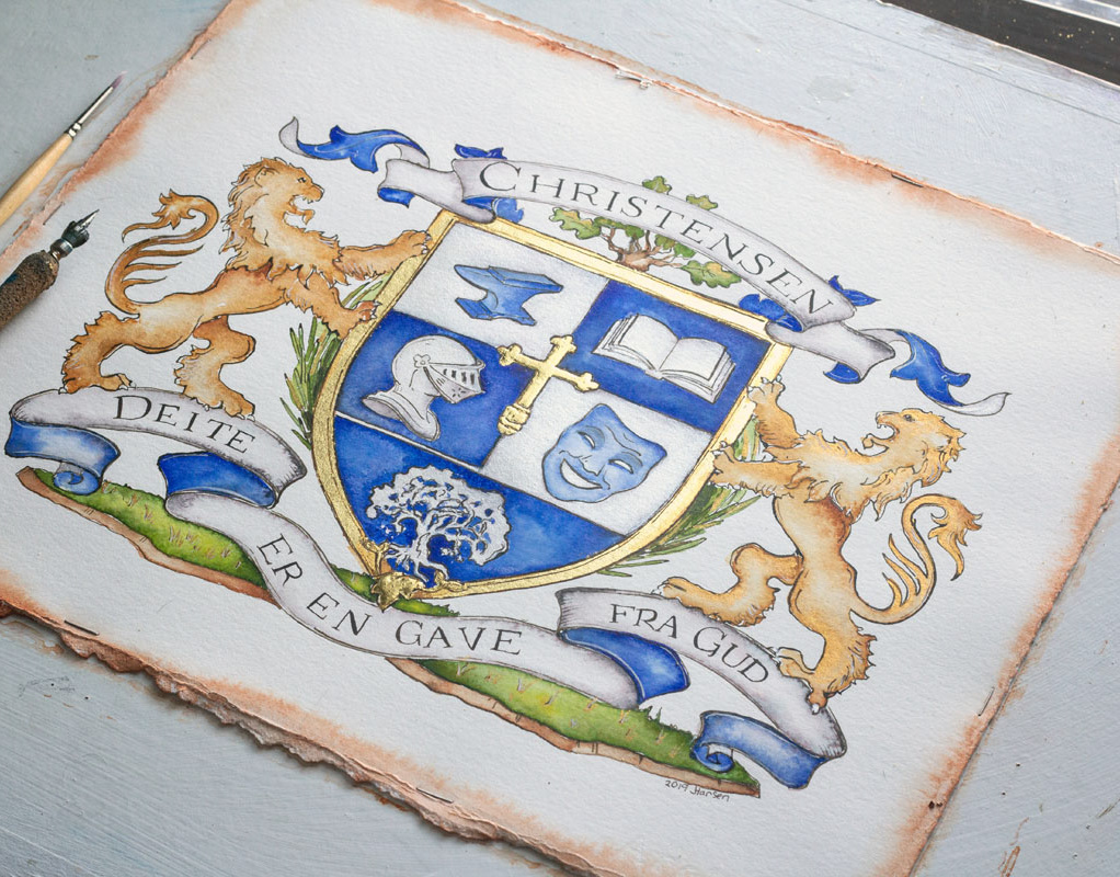 Hand painted family crests by Jamie Hansen - Coat of Arms for Sir Henry ...