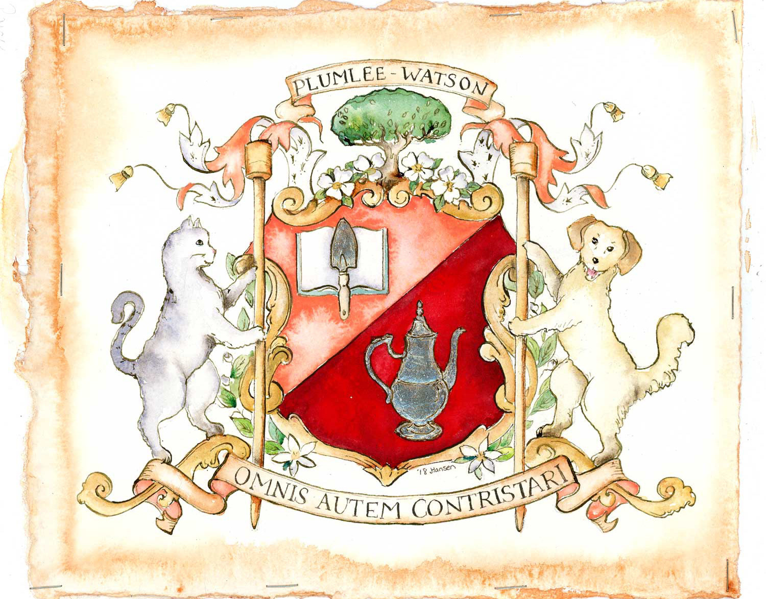 Hand painted family crests by Jamie Hansen - Fant Crest with Cherubs