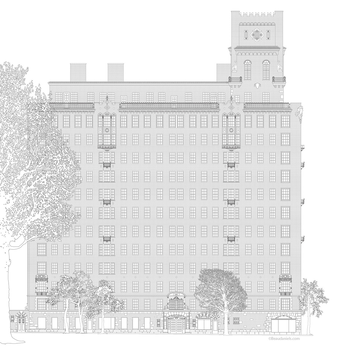 Technical illustration, Beau and Alan Daniels. - Architectural Elevations.