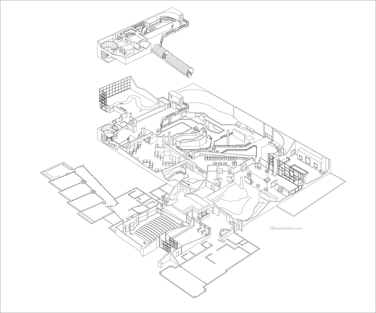 Technical illustration, Beau and Alan Daniels. - Royal Tyrell Museum Map.