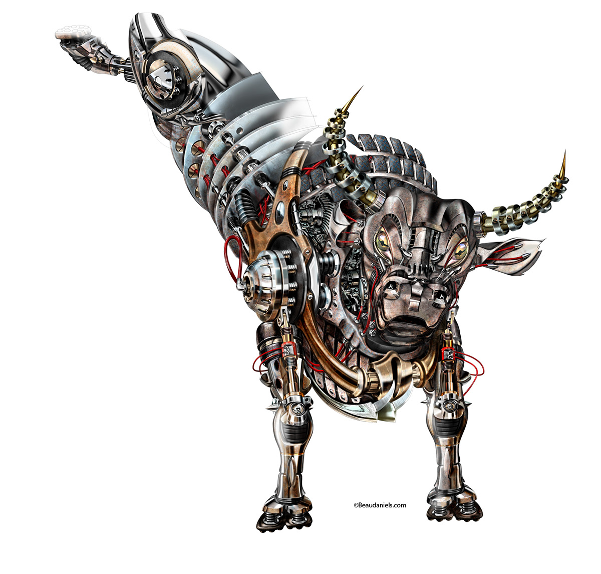 Technical illustration, Beau and Alan Daniels. - Ariat mechanical Bull